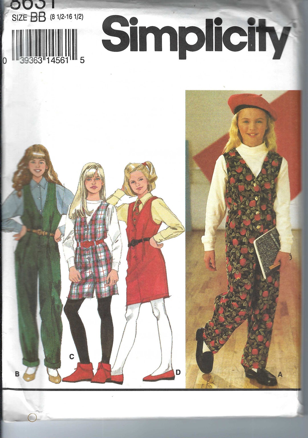 Uncut Vintage Simplicity Sewing Pattern 8631 Girls Jumpsuit in Two ...