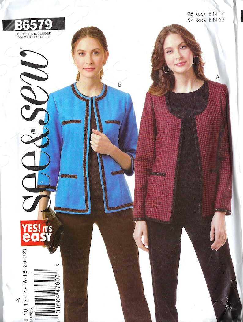 Uncut Butterick Sewing Pattern 6579 Misses' Jacket Size A | Etsy