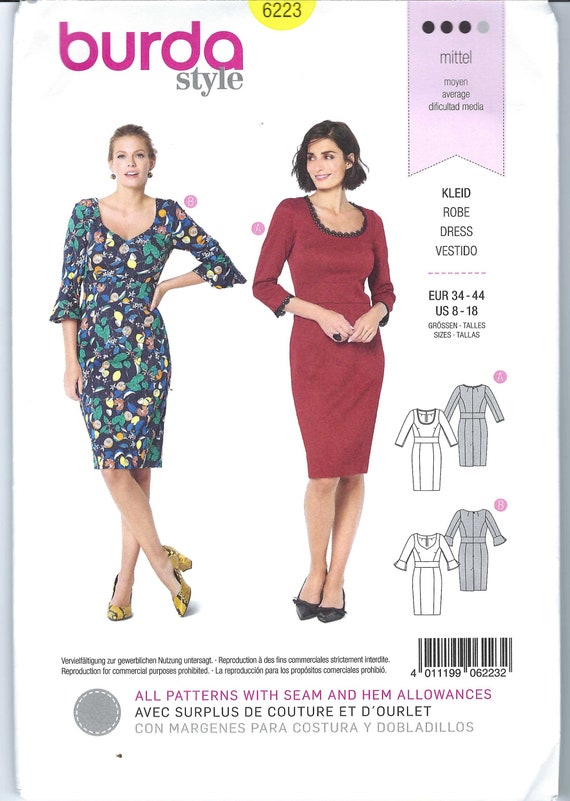 Uncut Burda Style Sewing Pattern Dress With Waist Trim - Etsy