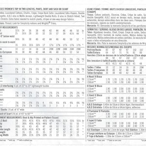 Uncut Simplicity Sewing Pattern 3568 Misses Top, Skirt, Pants and Scarf ...