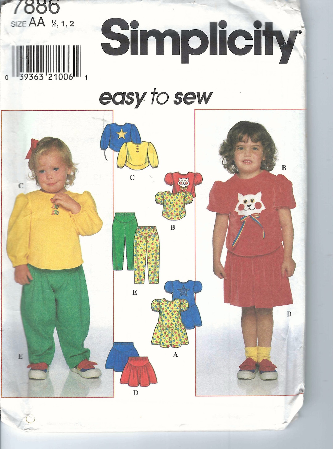 Uncut Vintage Simplicity Sewing Pattern Toddler's, Girls, Children's ...