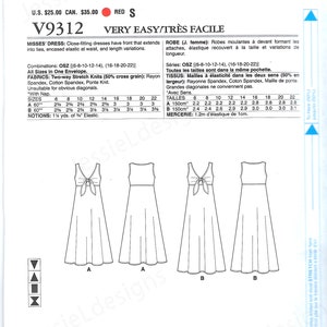 Uncut Vogue Sewing Pattern Dress Vogue 9312 Very Easy Stretch Knit ...