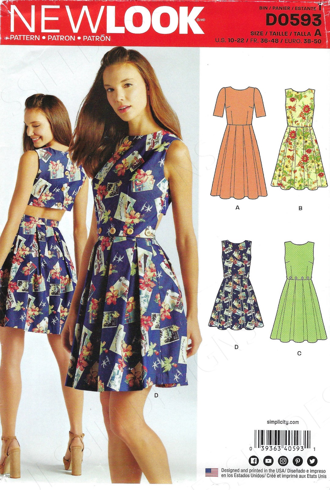 Uncut New Look Sewing Pattern 593 6508 Uncut New Pattern 10-22 Women's ...