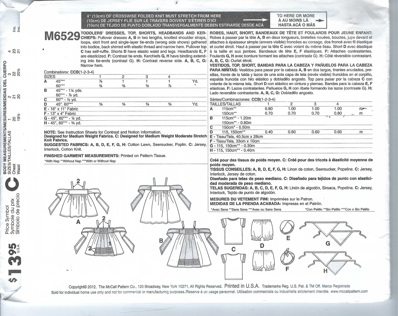 Uncut Mccalls Sewing Pattern 6529 Sewing Pattern Toddler Dress Top ...