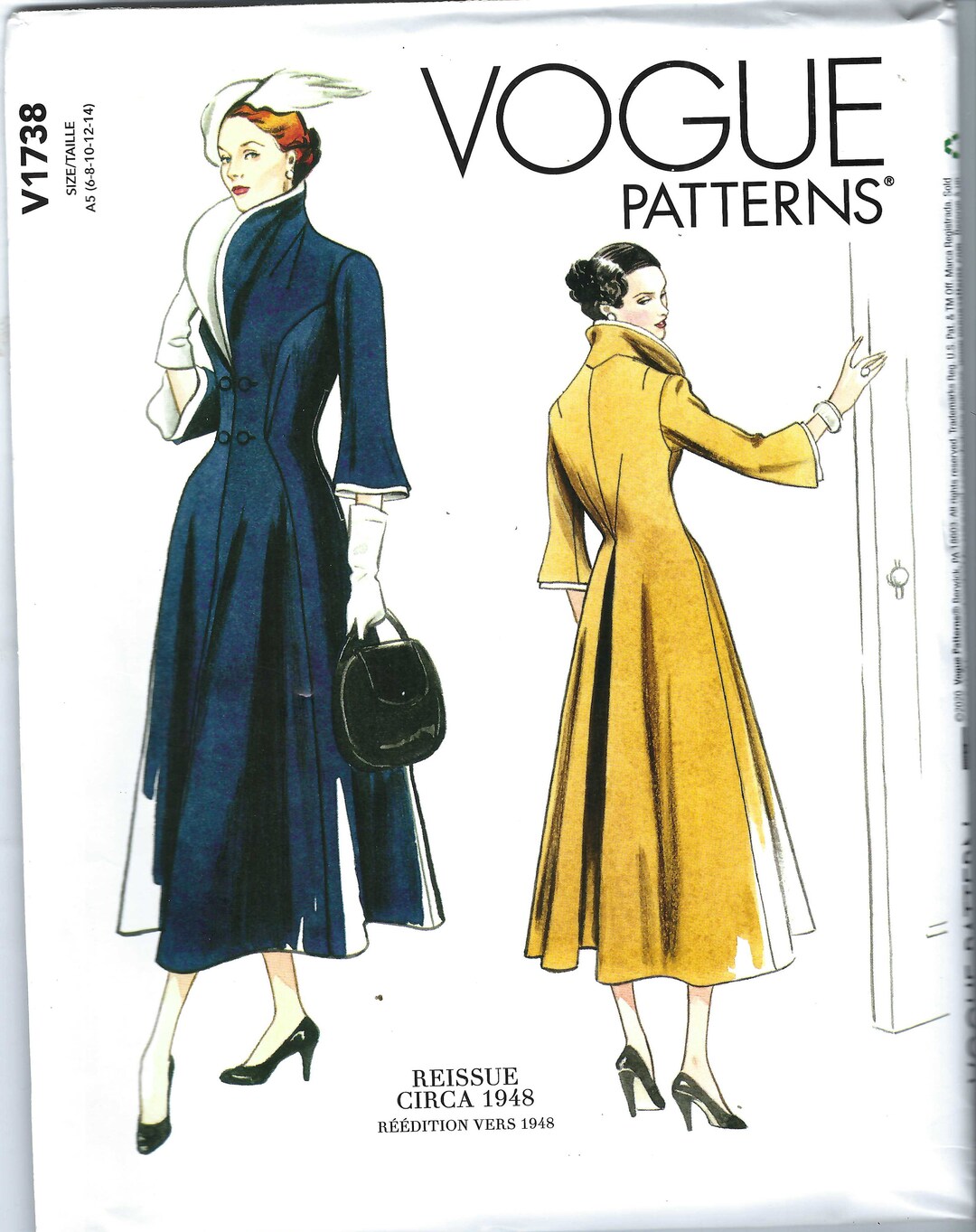 Uncut Vogue Sewing Pattern Womens Dress, Vintage Style Dress, Fit and ...
