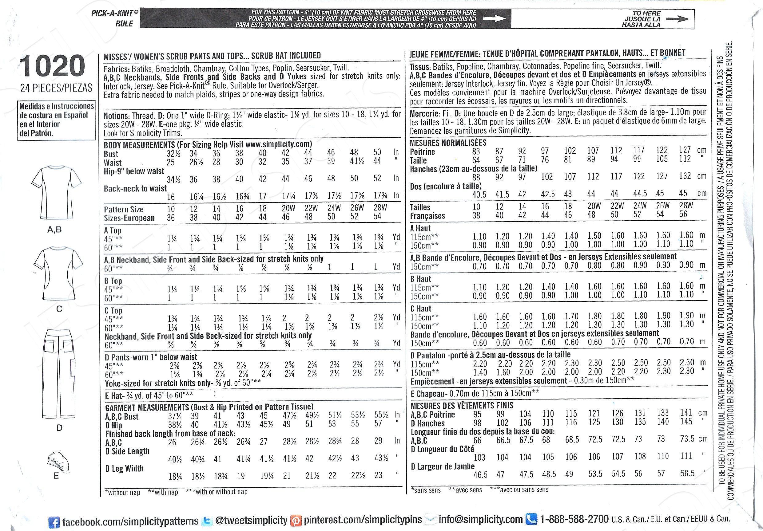 Uncut Simplicity Sewing Patterns 1020 AA Easy to Sew Misses - Etsy