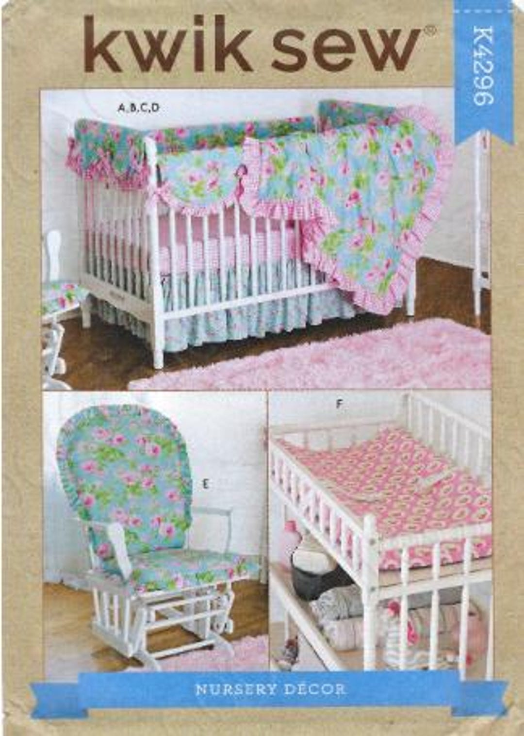 Uncut Kwik Sewing Pattern 4296 10858, Nursery Crib Sheet, Dust Ruffle ...