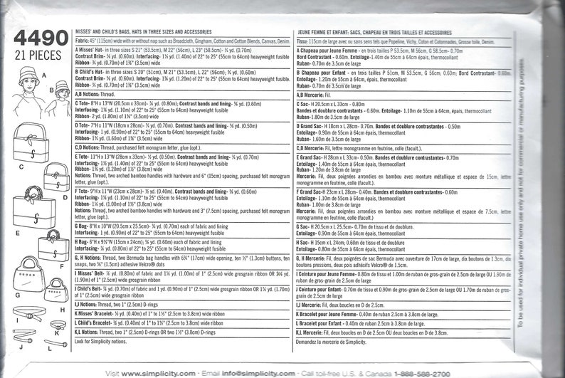 Uncut Simplicity Sewing Pattern 4490 Misses and Childs Bags - Etsy