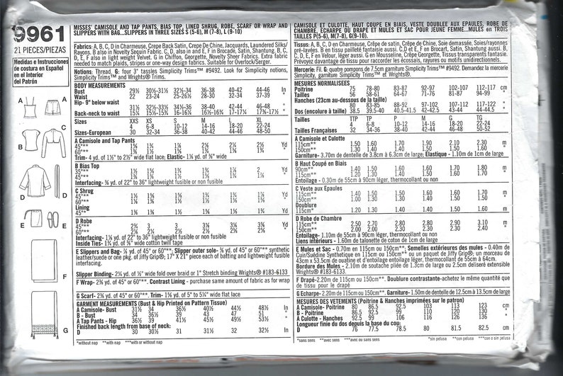 Uncut Simplicity Sewing Pattern 9961 Easy to Sew Wrights Design Size ...