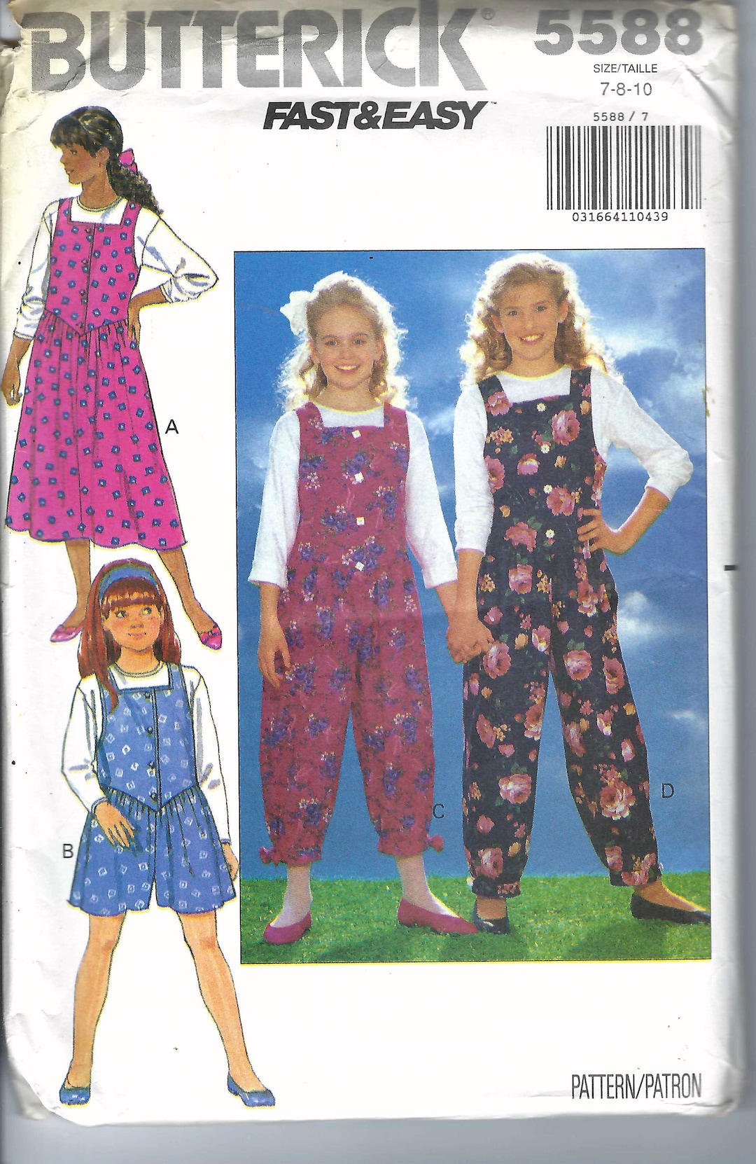 Uncut Vintage Butterick Sewing Pattern 5588 Girls' Jumper, Jumpsuit ...