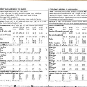 Uncut Simplicity Sewing Pattern 10016 10752 8742 Misses' Cardigans ...