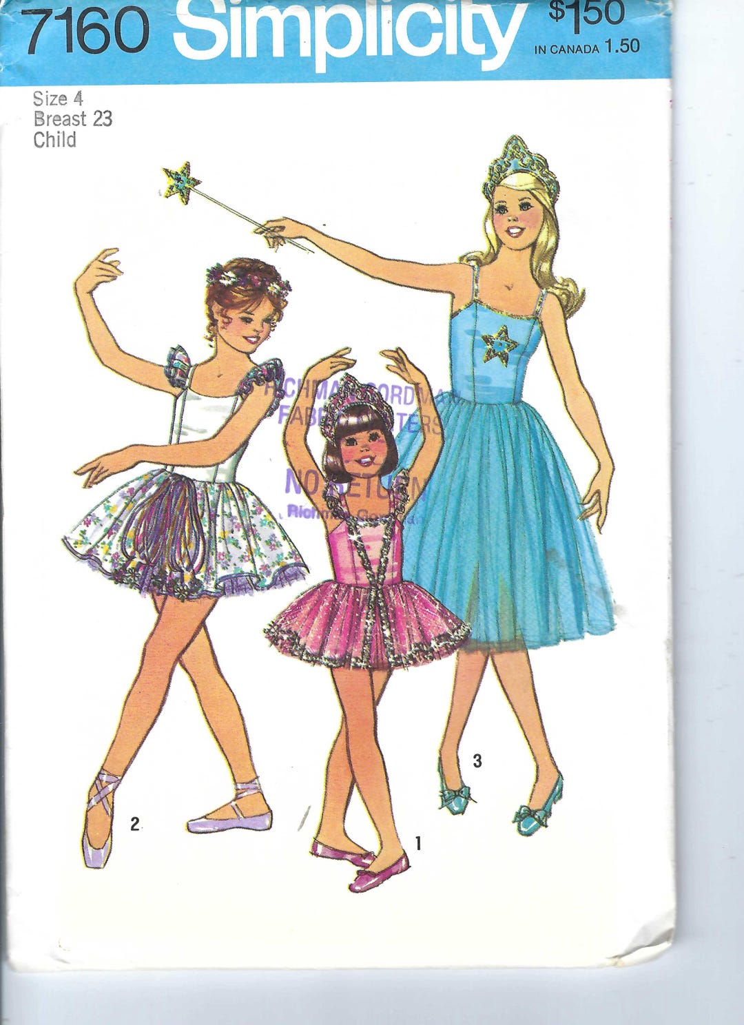 Uncut Vintage Simplicity Sewing Pattern Ballet Costumes Simplicity 7160 ...