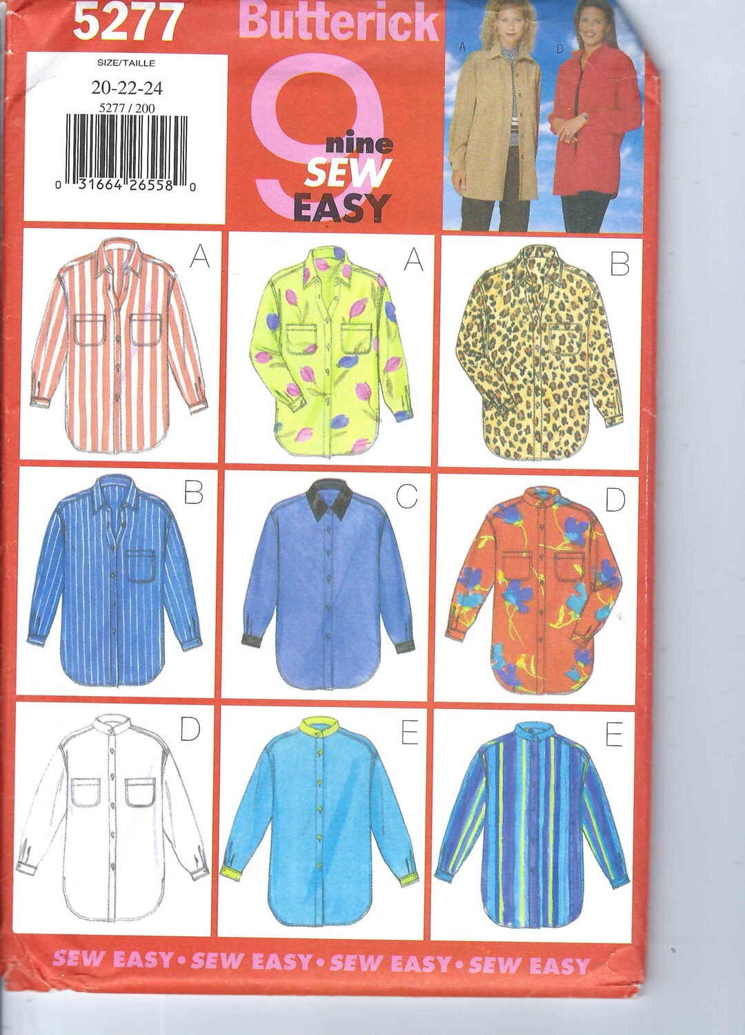 Uncut Vintage Butterick Sewing Pattern 5277 Butterick Misses' Shirt ...