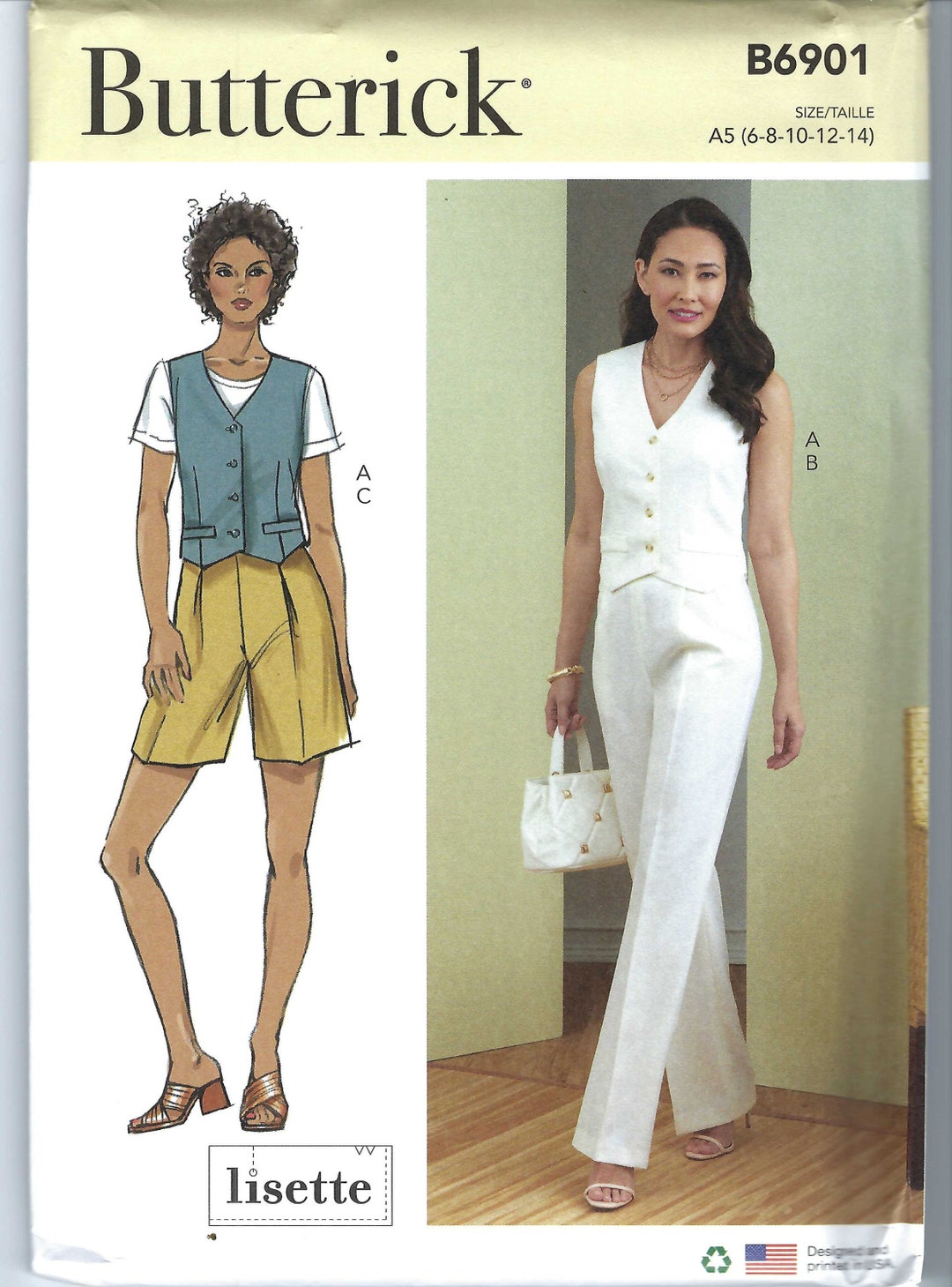 Uncut Butterick Sewing Pattern 11507 6901 Misses' Vest, Pants and ...