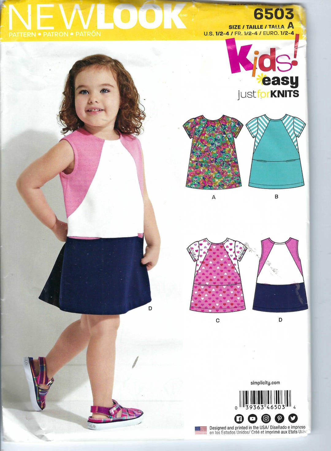 Uncut New Look Sewing Pattern 6503 for Dress, Toddler Sizes 1/2- 4 FF ...