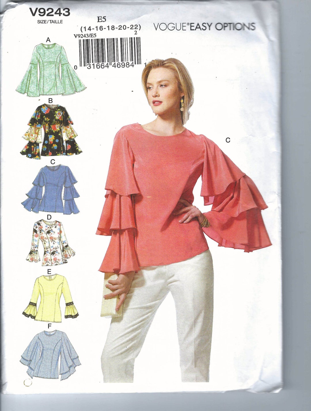 Uncut Vogue Sewing Pattern Womens Tops, Long Sleeve Tops, Fitted Tops ...