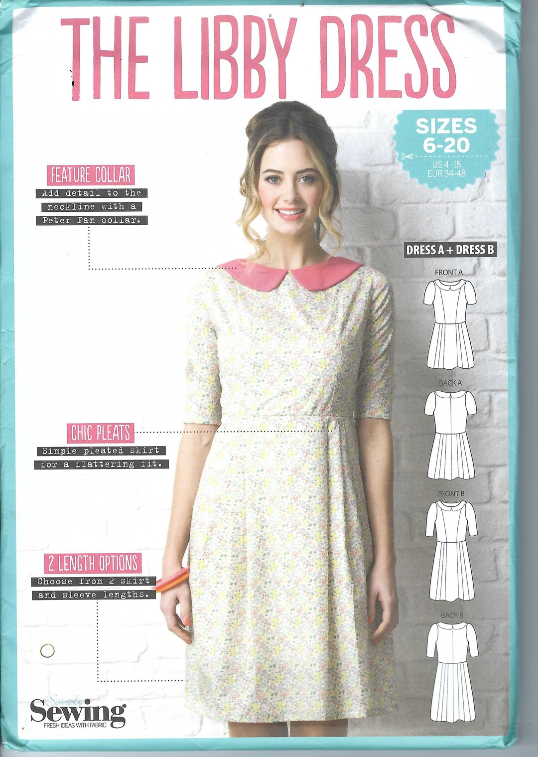 Uncut Simply Sewing Pattern the Libby Dress, Peter Pan Collar Sizes 4 ...