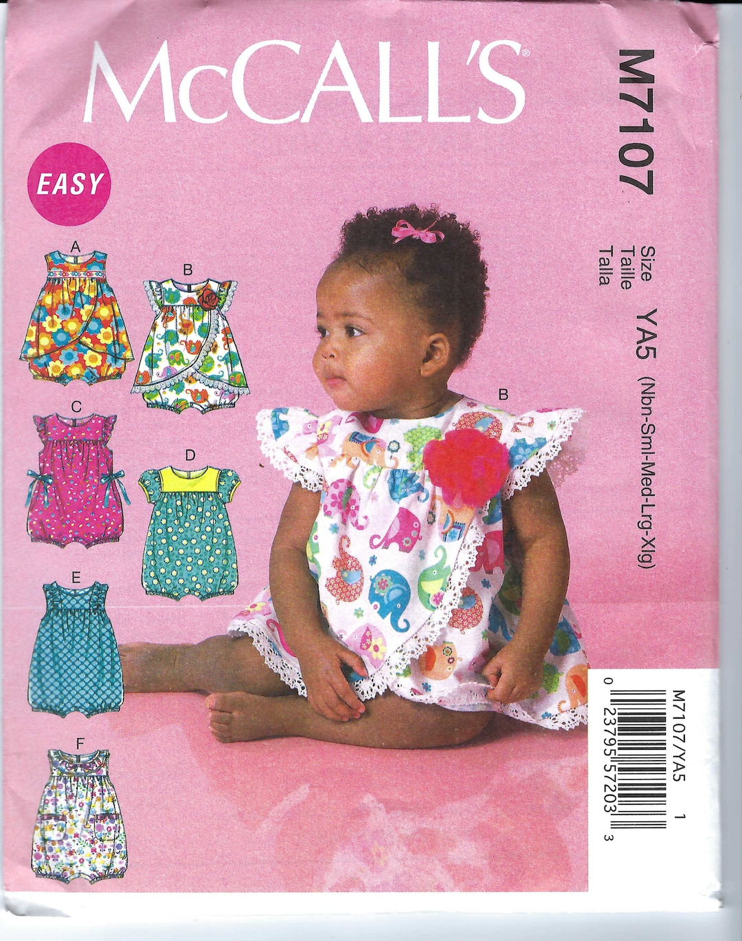 Uncut Mccalls Sewing Pattern BABY Romper Sewing Pattern - Mccall's 7107 ...