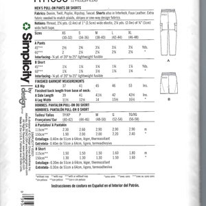 Uncut Simplicity Sewing Pattern 11397 11090 9338 Men's Pull-on Pants or ...