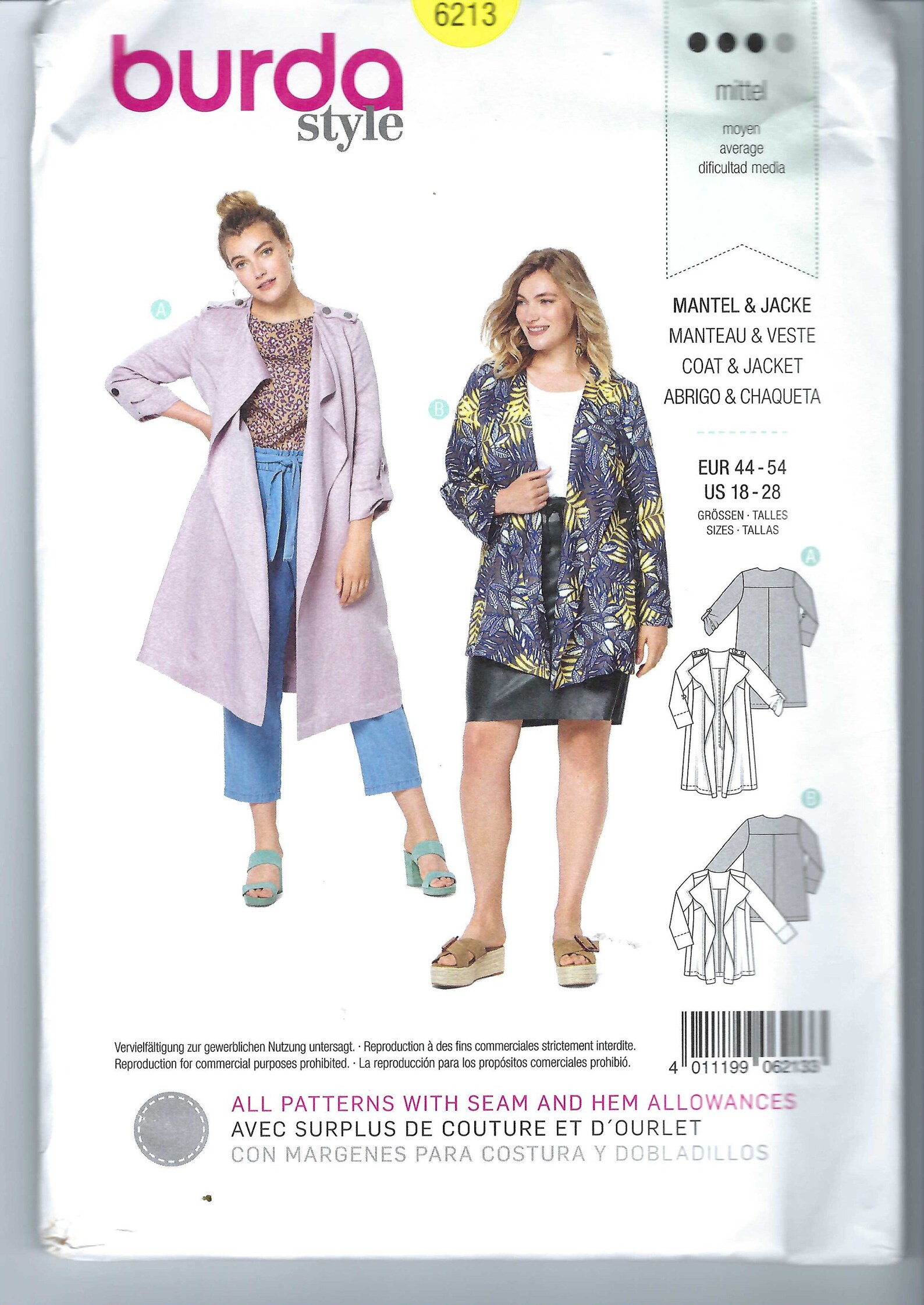 Uncut Burda Style Sewing Pattern Coat Without Collar and - Etsy