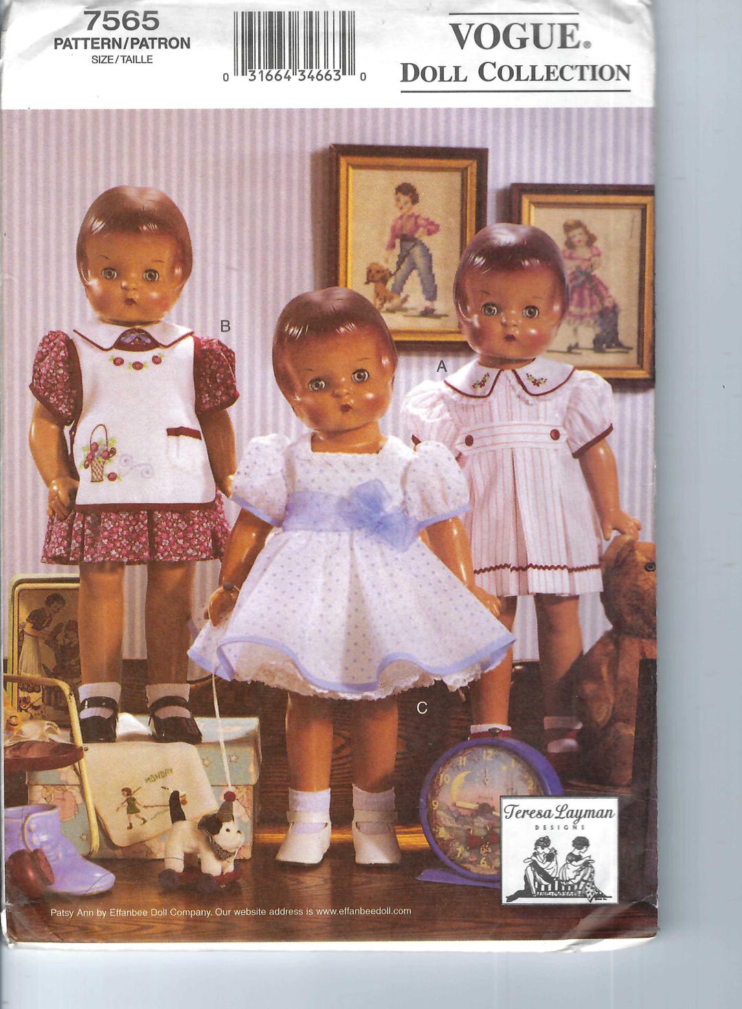 Uncut Vogue Sewing Pattern 7565 18" Doll Wardrobe by Teresa Layman FF ...