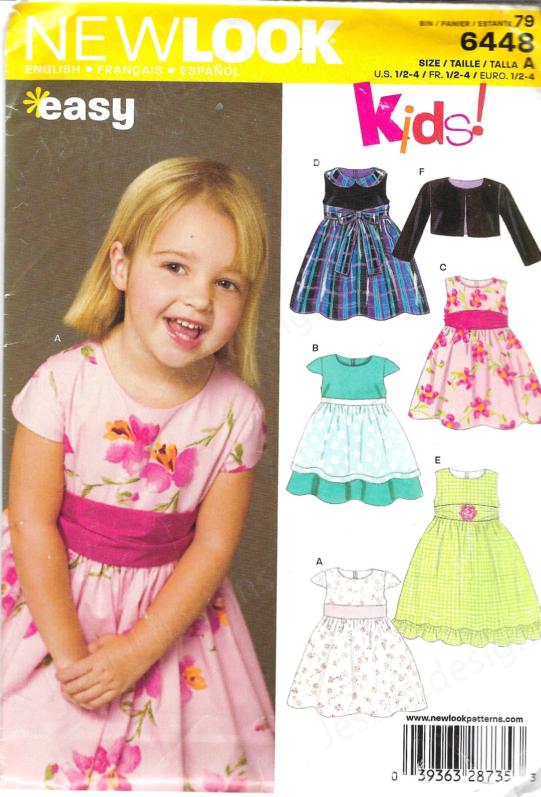 Uncut New Look Sewing Pattern 6448 New Look Easy Girl Dress Patterns ...