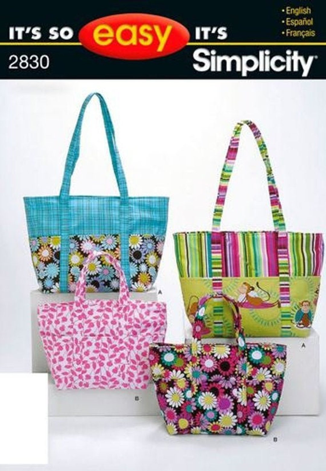 Uncut Simplicity 2830 Tote Bags in 2 Sizes Sewing Pattern FF - Etsy