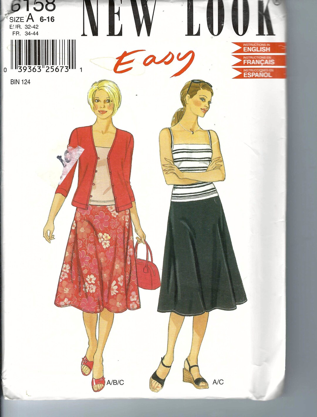 Uncut New Look Sewing Pattern 6158 Sewing Pattern Skirt Cardigan Tank ...
