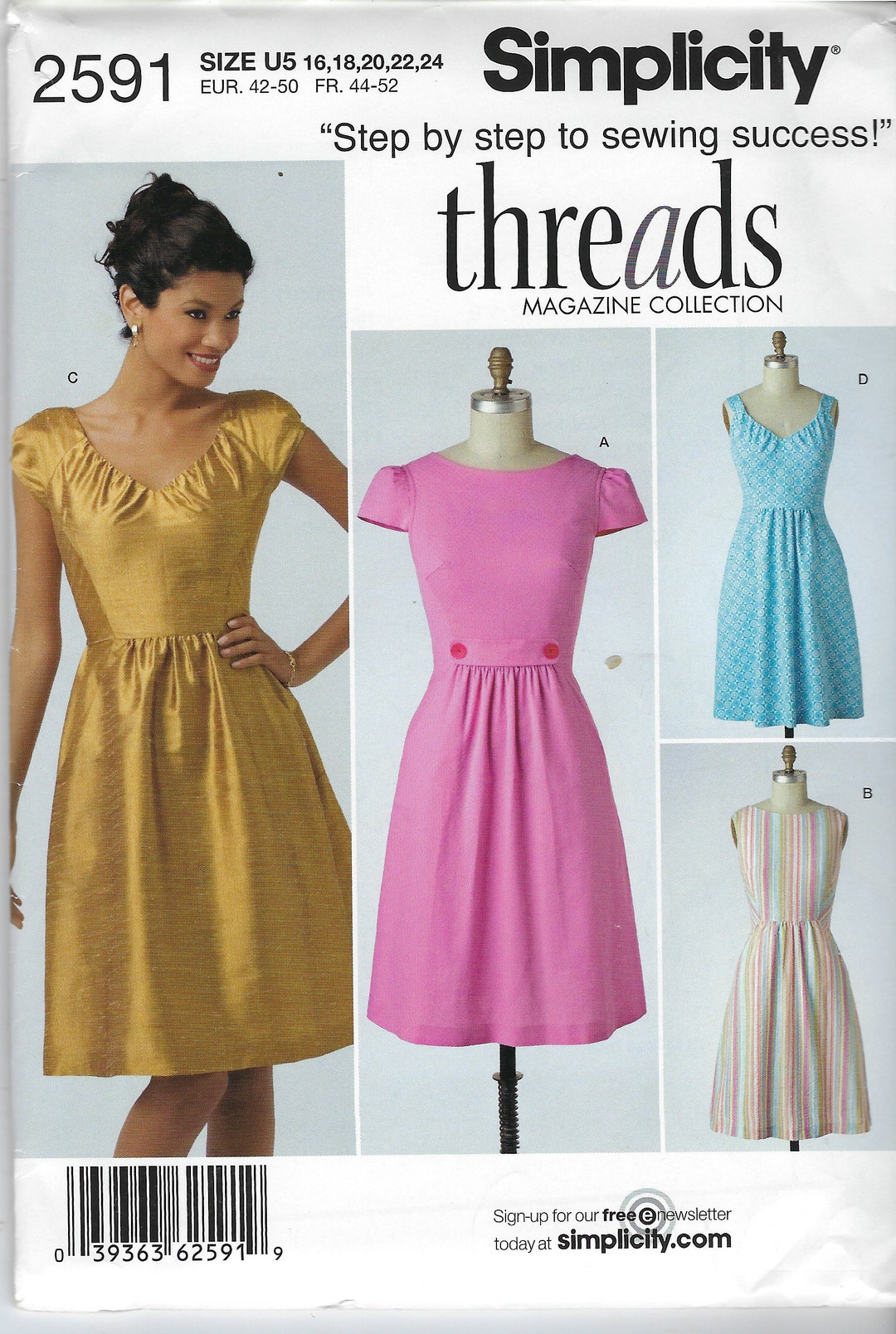 Uncut Simplicity Sewing Pattern 2591 Simplicity Dress Size 8-16 16-24 ...
