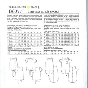 Uncut BUTTERICK Sewing Pattern 6057 Fast Easy Blouse Pattern Size 6-8 ...
