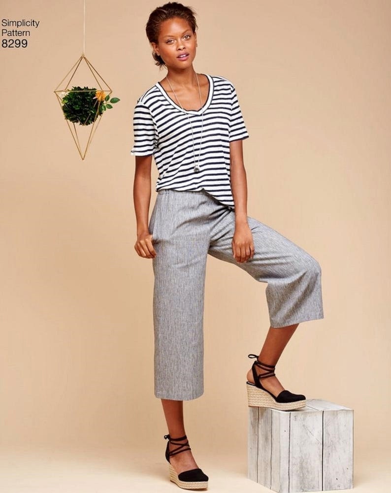 Uncut Sewing Pattern Women's Wide Leg Pants Pattern, Easy Skirt Pattern ...