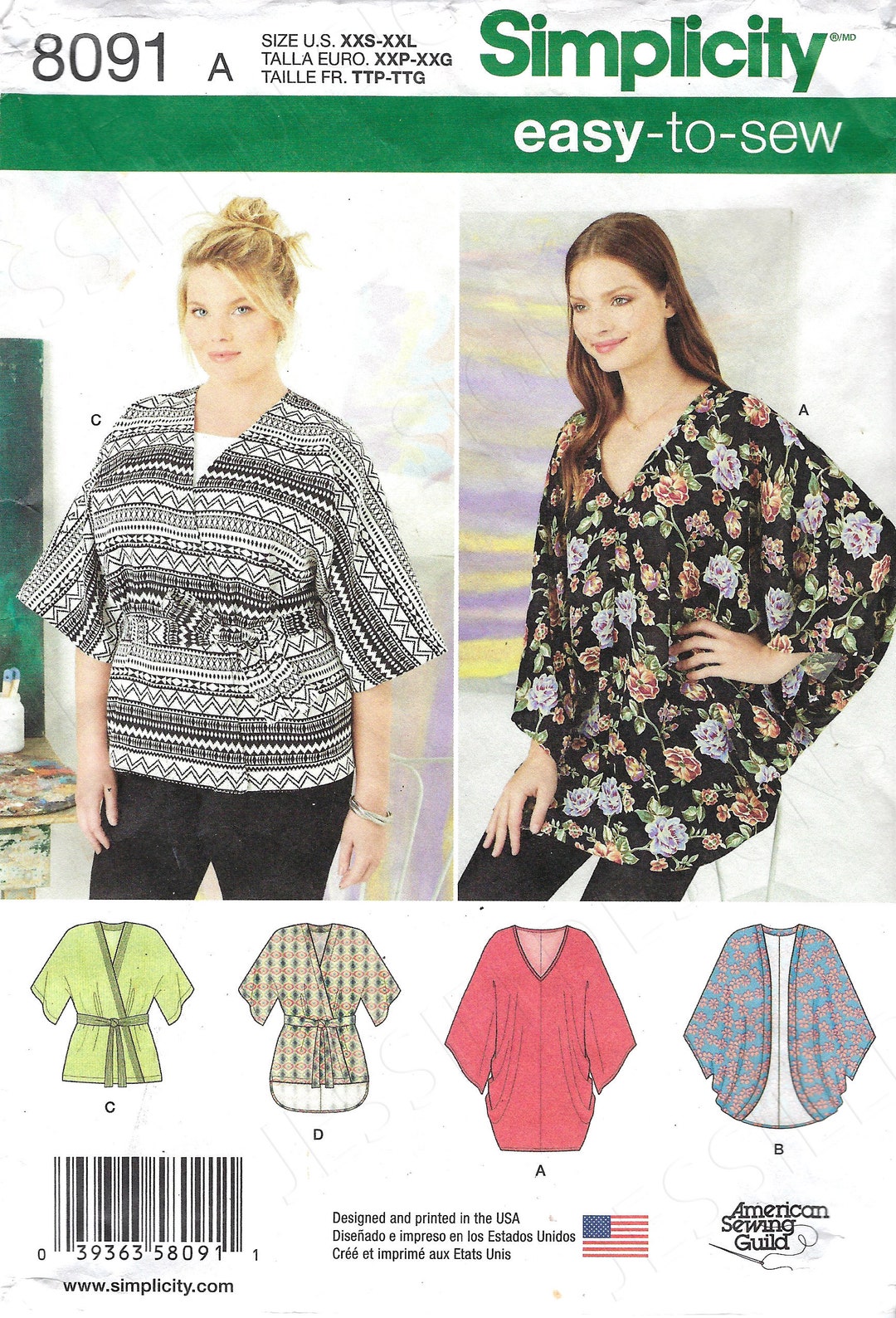 Uncut Simplicity Sewing Pattern 8091 Misses Kimono Style Dress Cocoon ...
