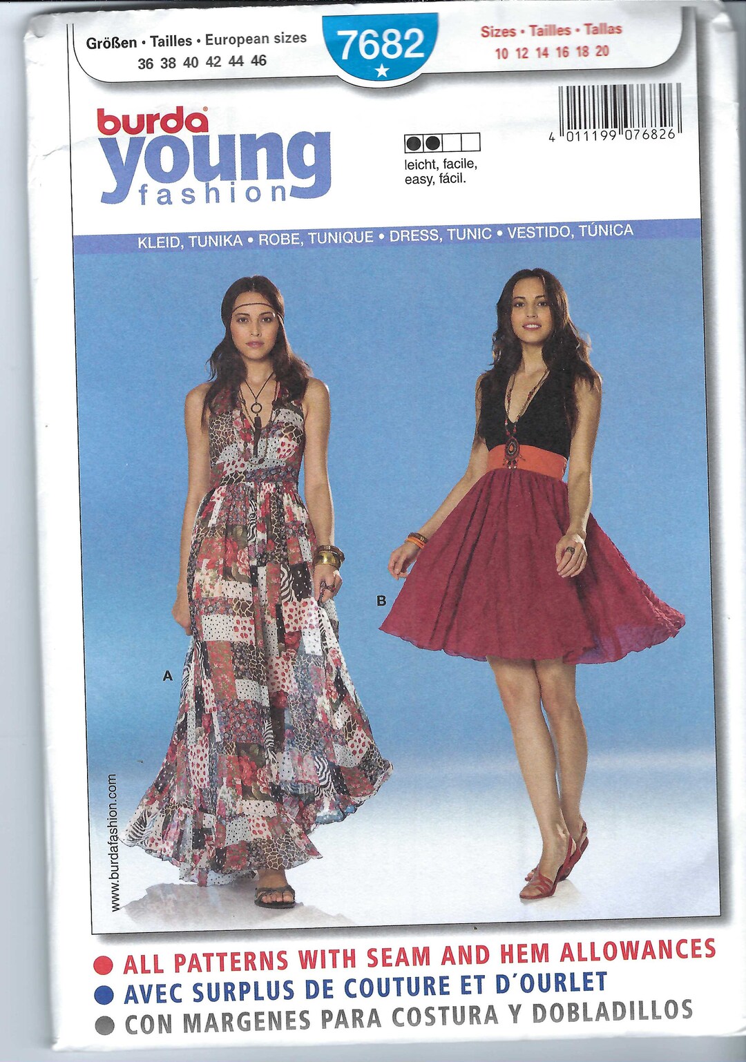 Uncut Burda Sewing Pattern 7682 Burda Young Fitting Dress, Tunic Size ...