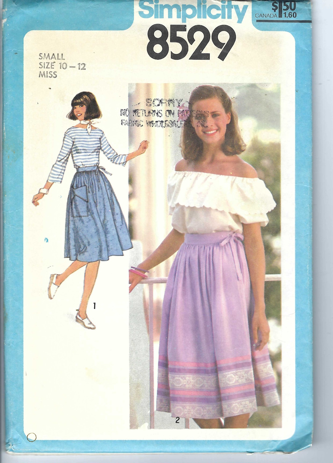Uncut Vintage Simplicity Sewing Pattern Misses Front-wrap Skirt Size 10 ...