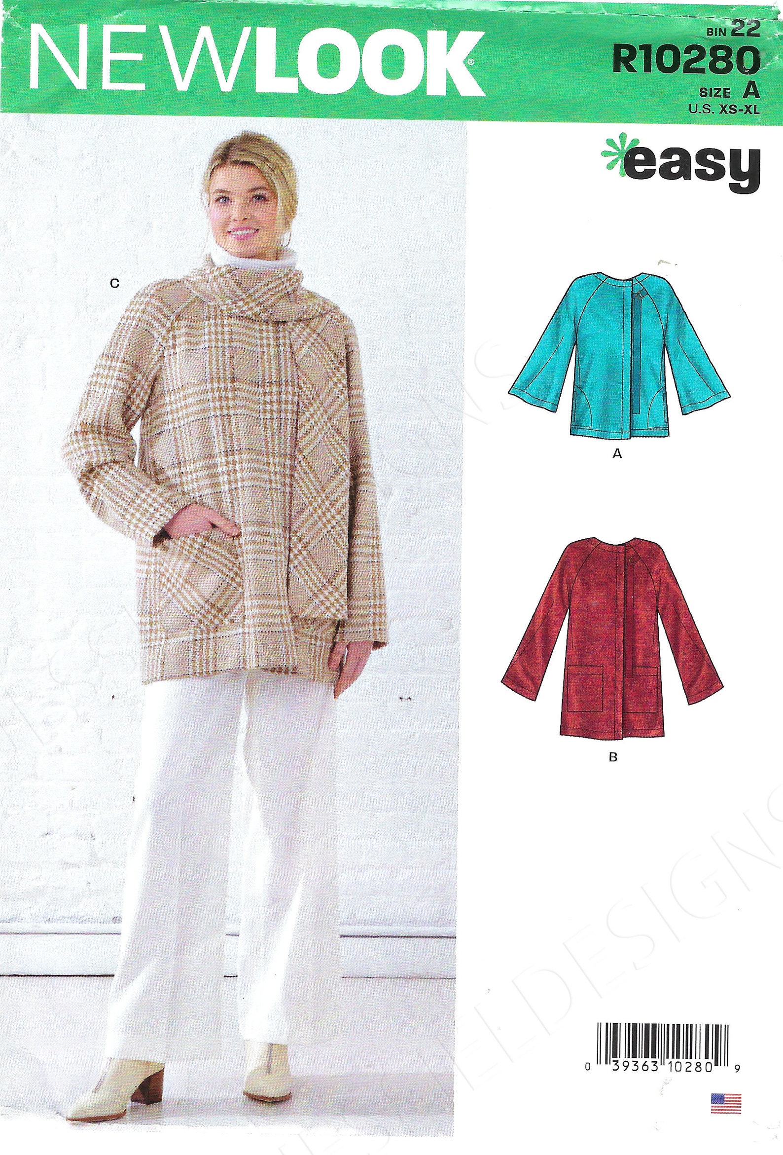 Uncut New Look Sewing Pattern 10280 6639 R10280 ~misses' Poncho and ...