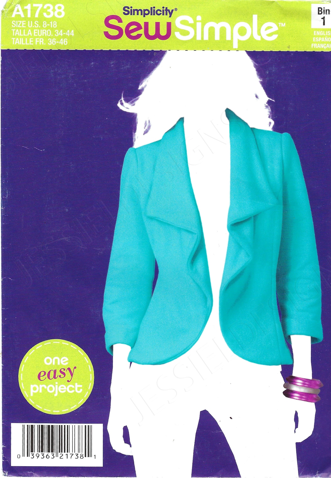 Uncut Simplicity Sewing Pattern 1738 Pattern UNCUT Unlined Jacket With ...