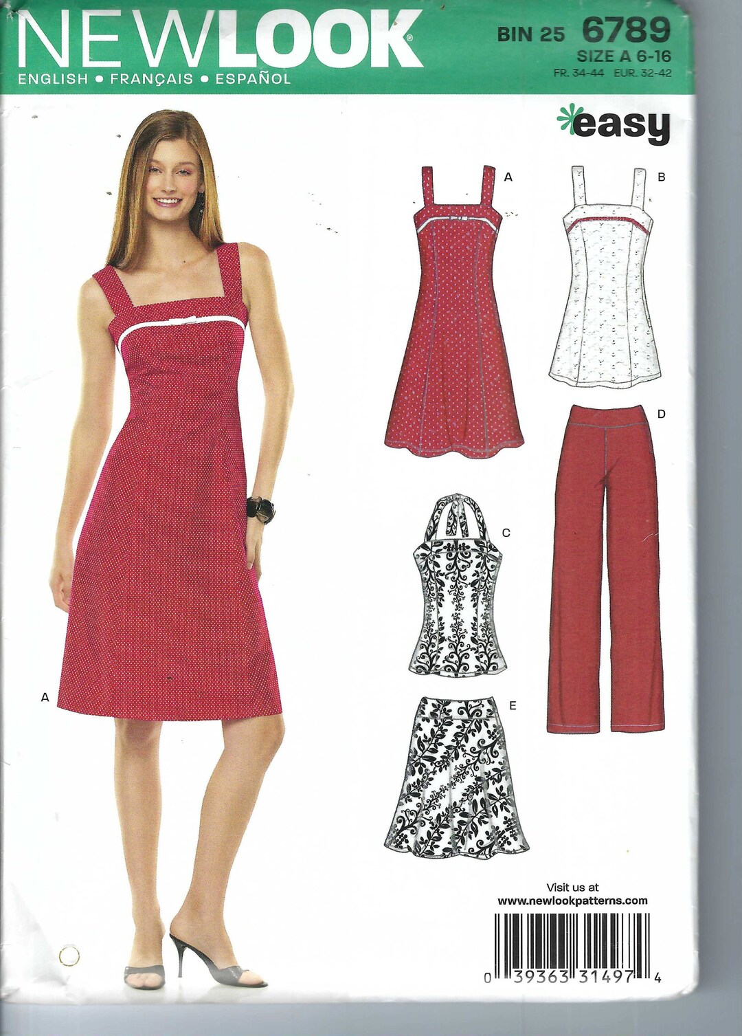 Uncut New Look Sewing Pattern 6789 Sleeveless or Halter Neckline Fit ...