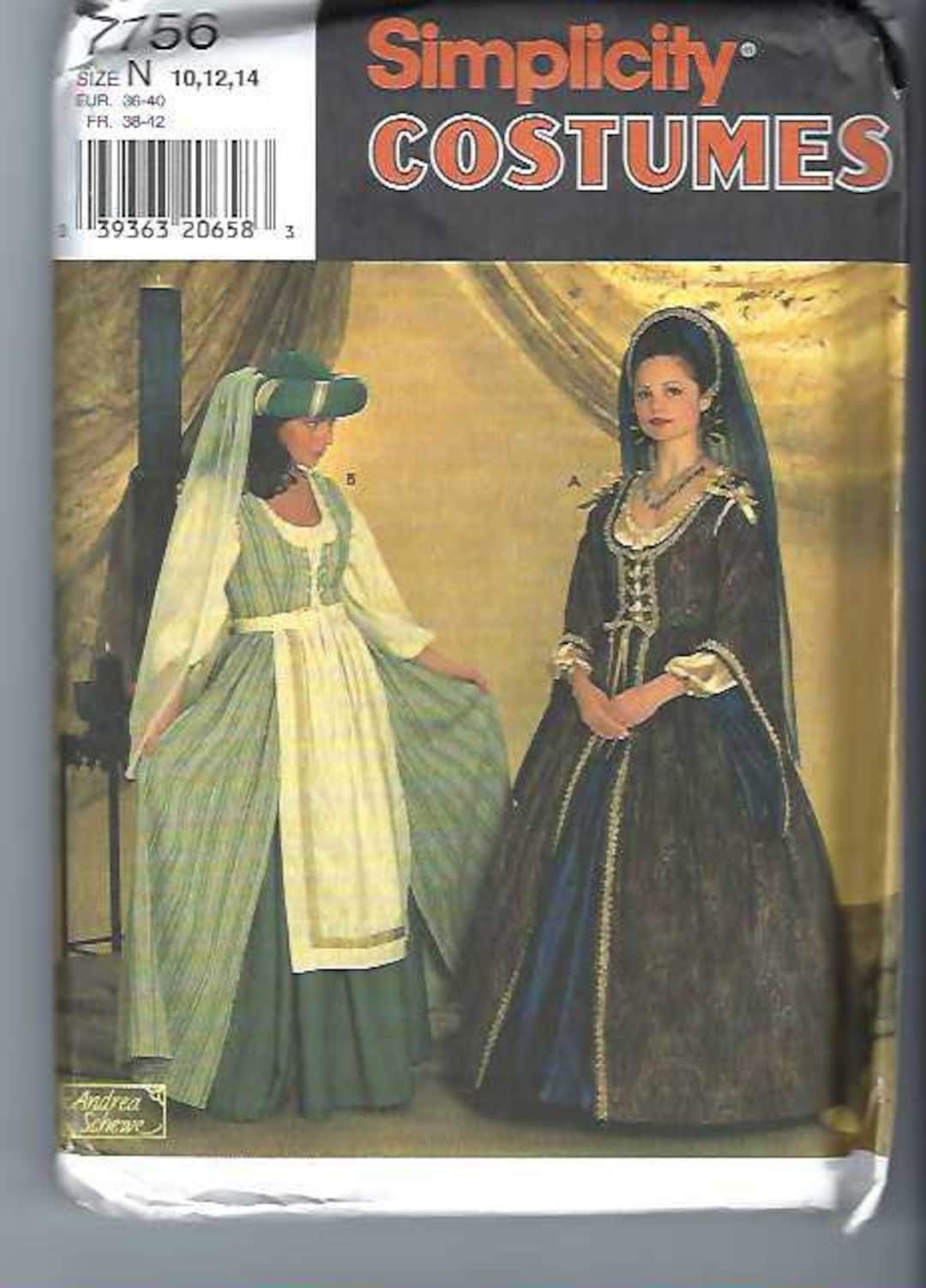 Uncut Simplicity Sewing Pattern 7756 Misses Reenactment Costume ...
