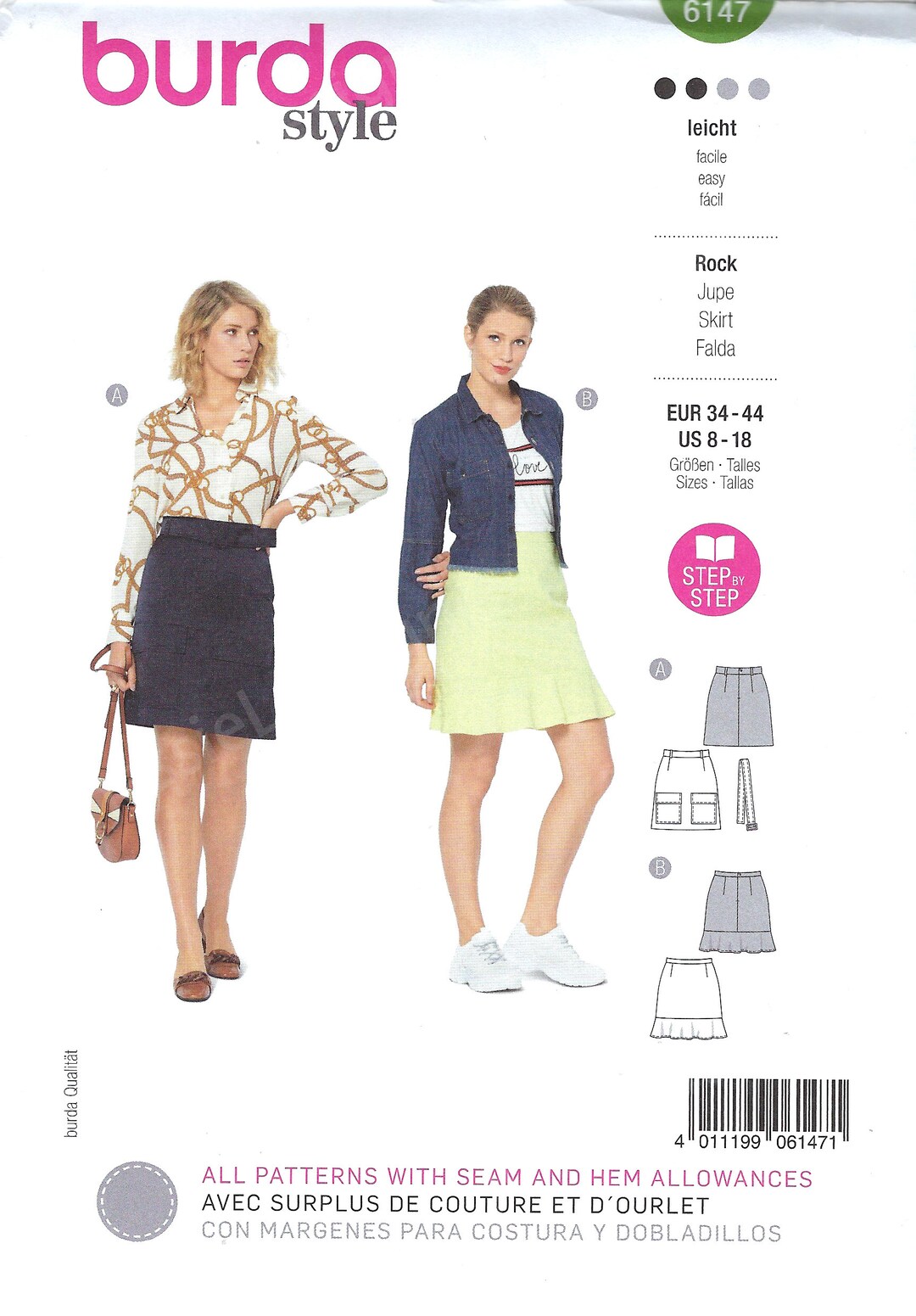 Uncut Burda Style Sewing Pattern 6147 Misses Skirt Size 8-18 FF - Etsy