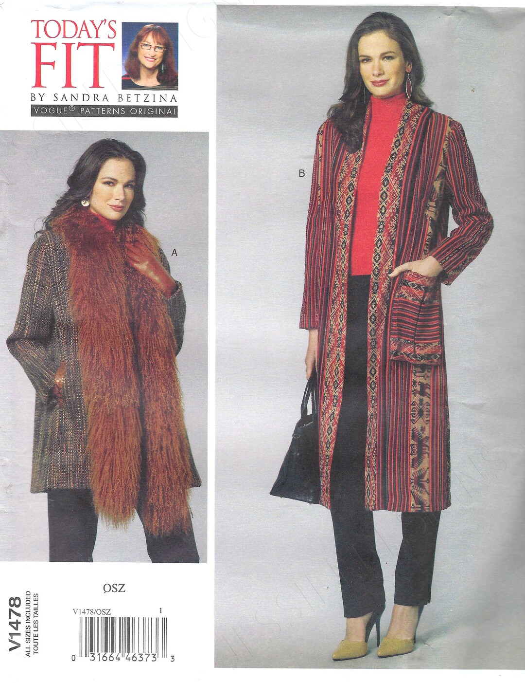 Uncut Vogue Sewing Pattern 1478 Lined Coat Pattern , Women's All Sizes FF - Etsy