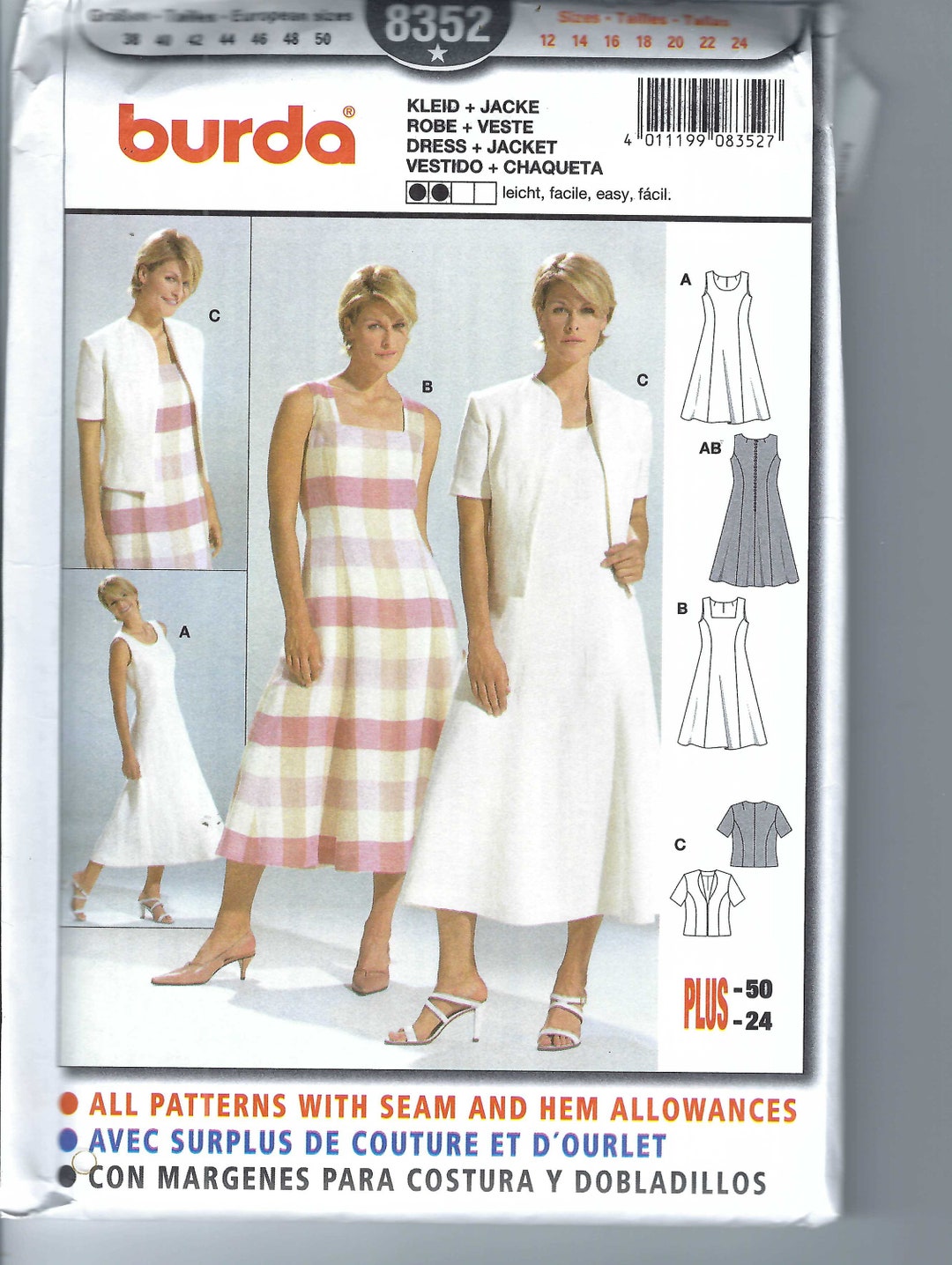 Uncut Burda Sewing Pattern 8352 Misses Dress and Jacket Sewing Pattern ...