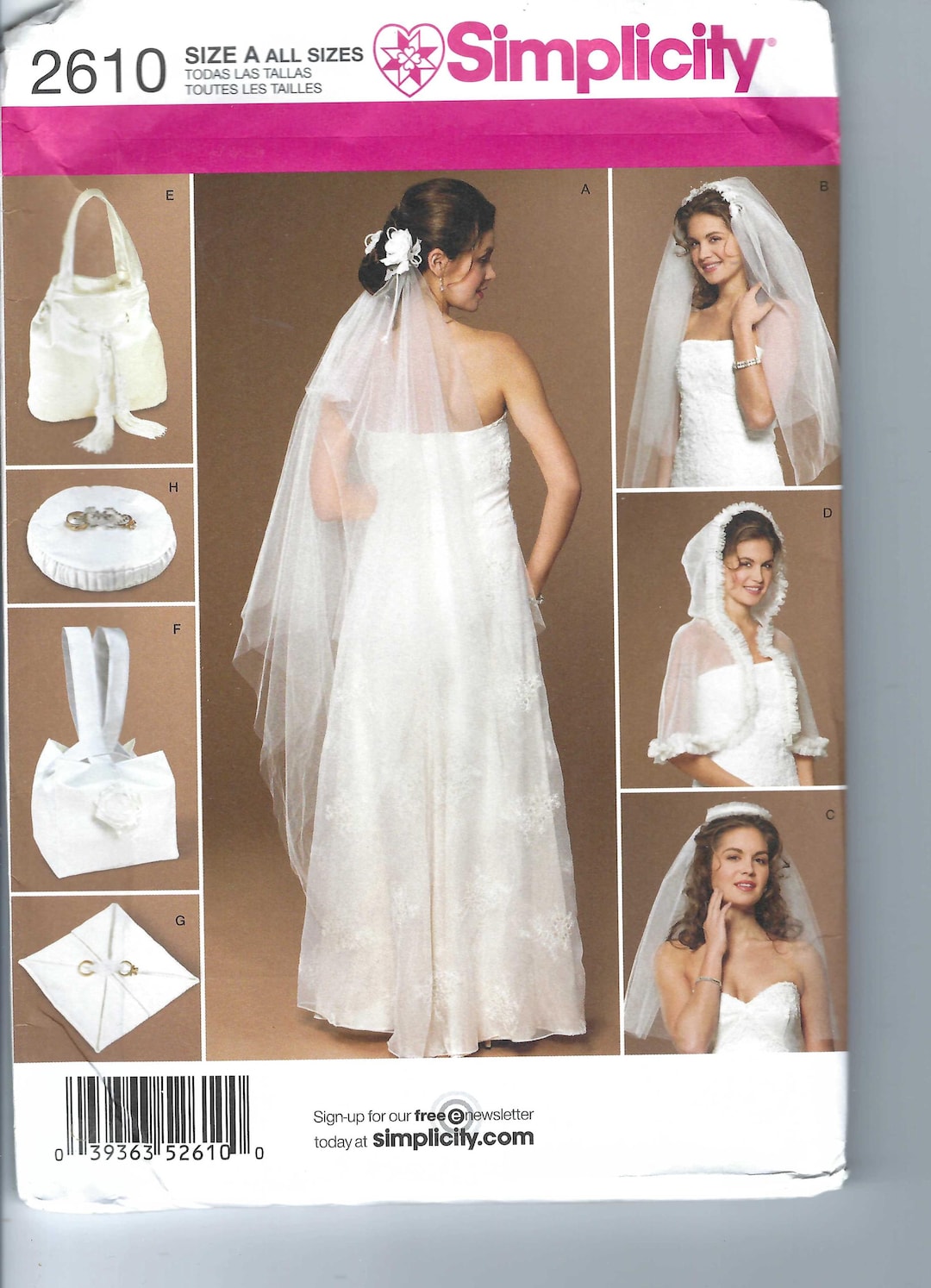 UNCUT Simplicity Sewing Pattern 2610 One Size Wedding Accessories ...