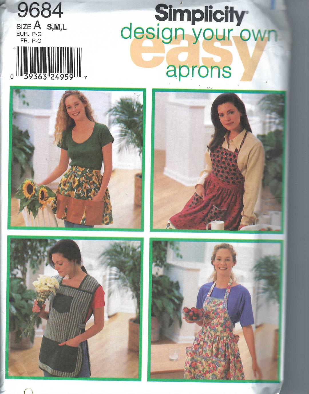 Uncut Simplicity Sewing Pattern Apron Pattern Long or Short Waist Tie ...