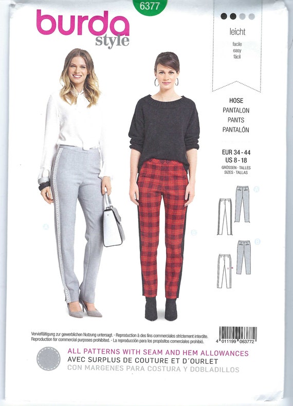 Uncut Burda Sewing Pattern Pants-fabric Trousers 6377 Size | Etsy