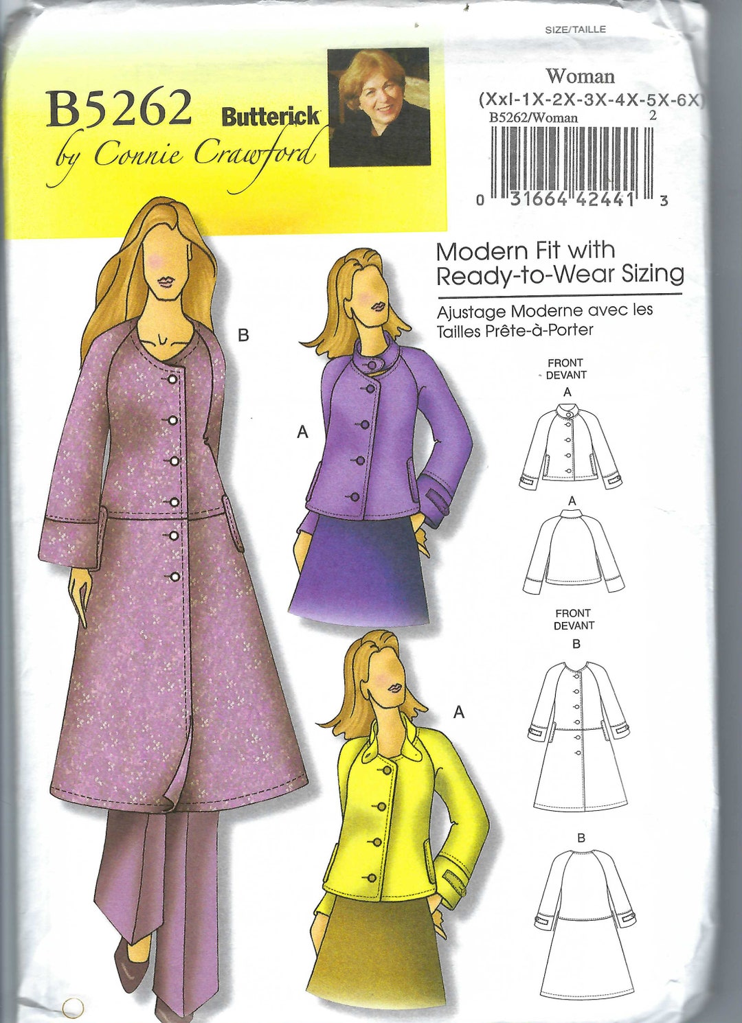 Uncut Butterick Sewing Pattern Plus-sized Jacket 5262, by Connie ...