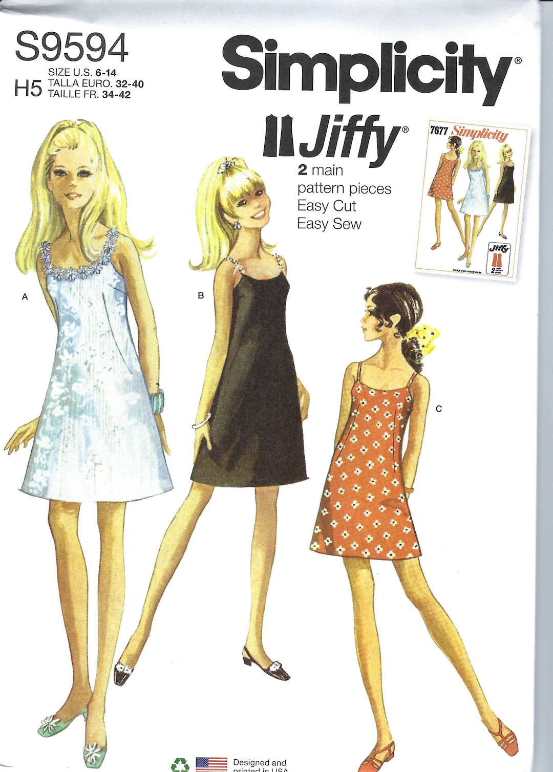 Uncut Simplicity Sewing Pattern 11650 9594 Misses' Vintage Jiffy Dress ...