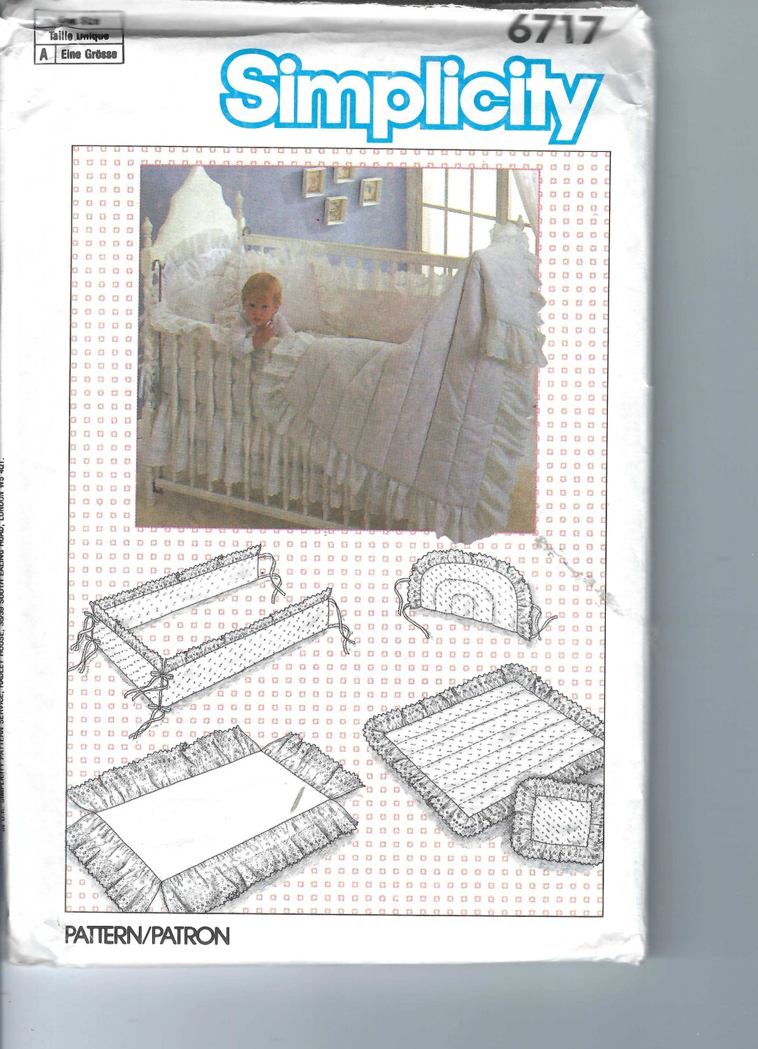 Uncut Vintage Simplicity Sewing Pattern 6717 / 294 Babies Crib ...