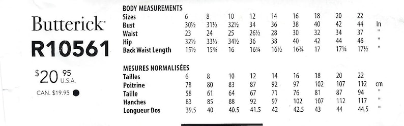 Uncut Butterick Sewing Pattern 10561 B6726 Misses' | Etsy