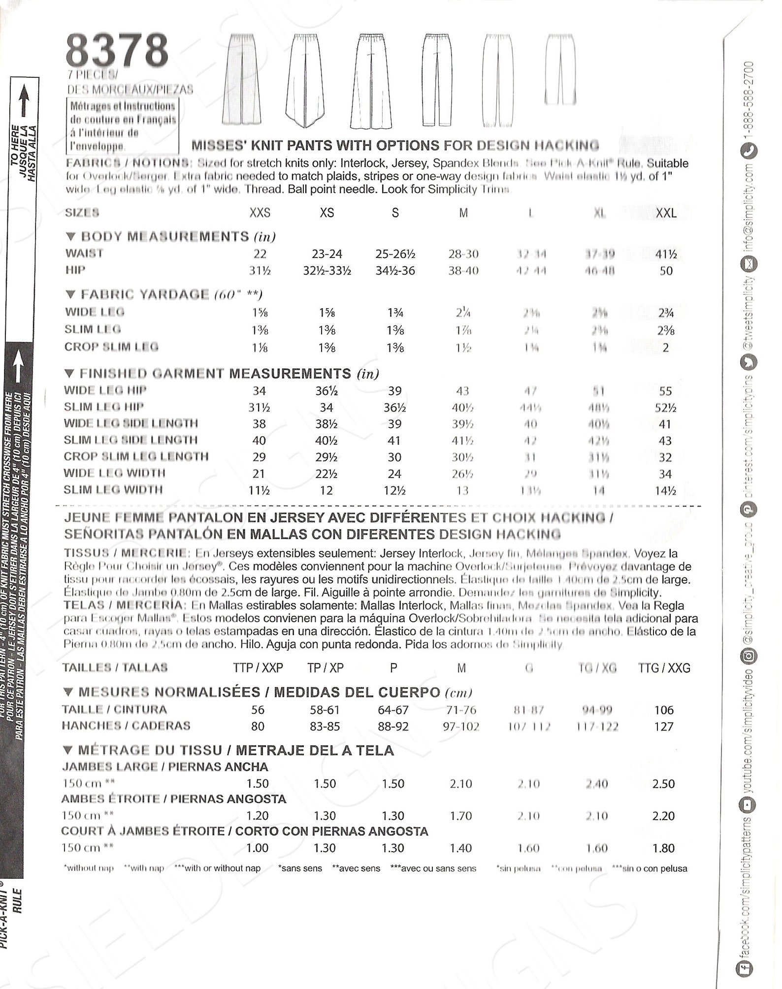 Uncut Simplicity Sewing Pattern 660 947 8378 A Hacking Pants Variations ...