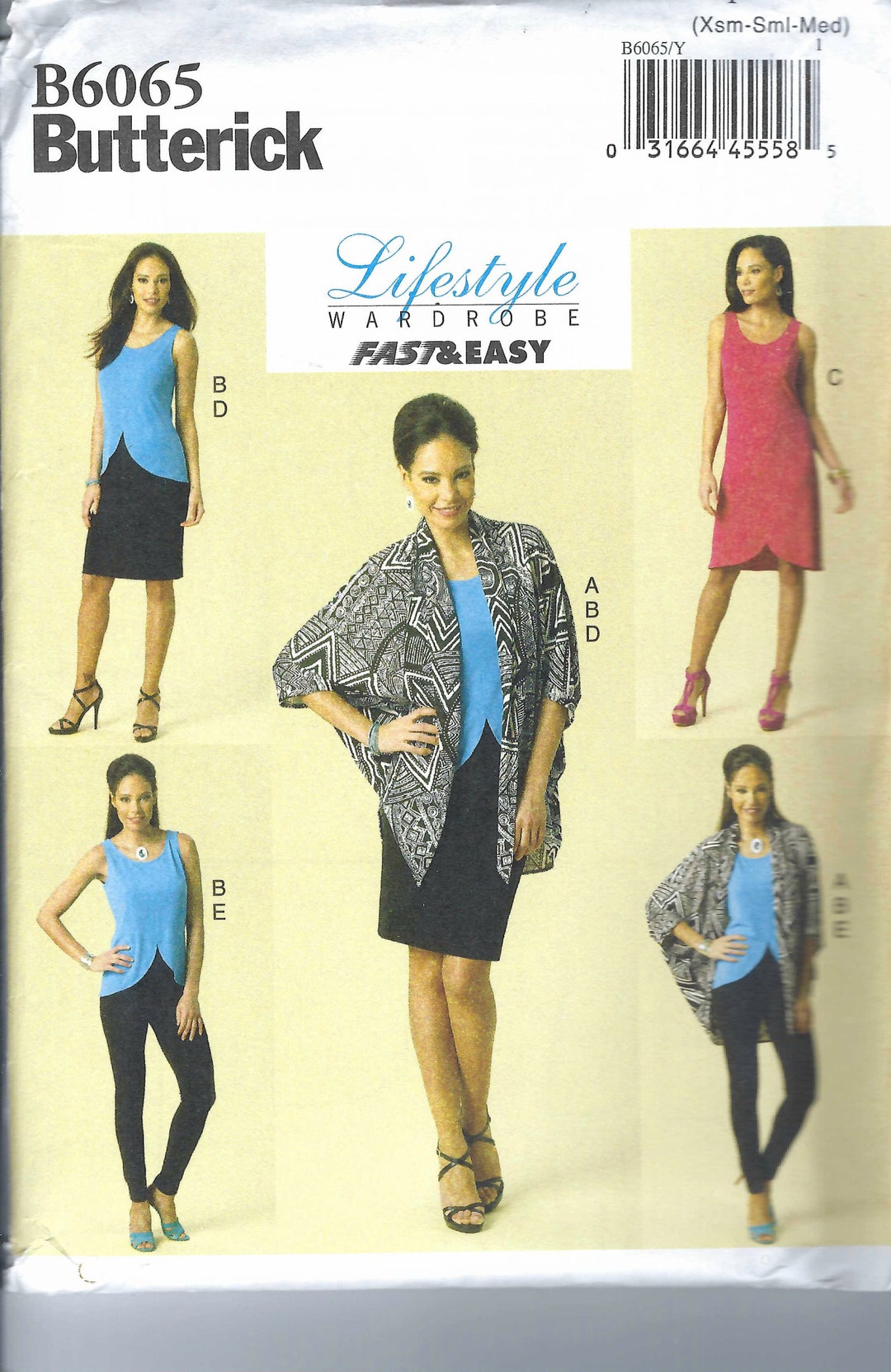 Uncut Butterick Sewing Pattern 6065 Size 4-14 or 16-26 Misses Jacket ...